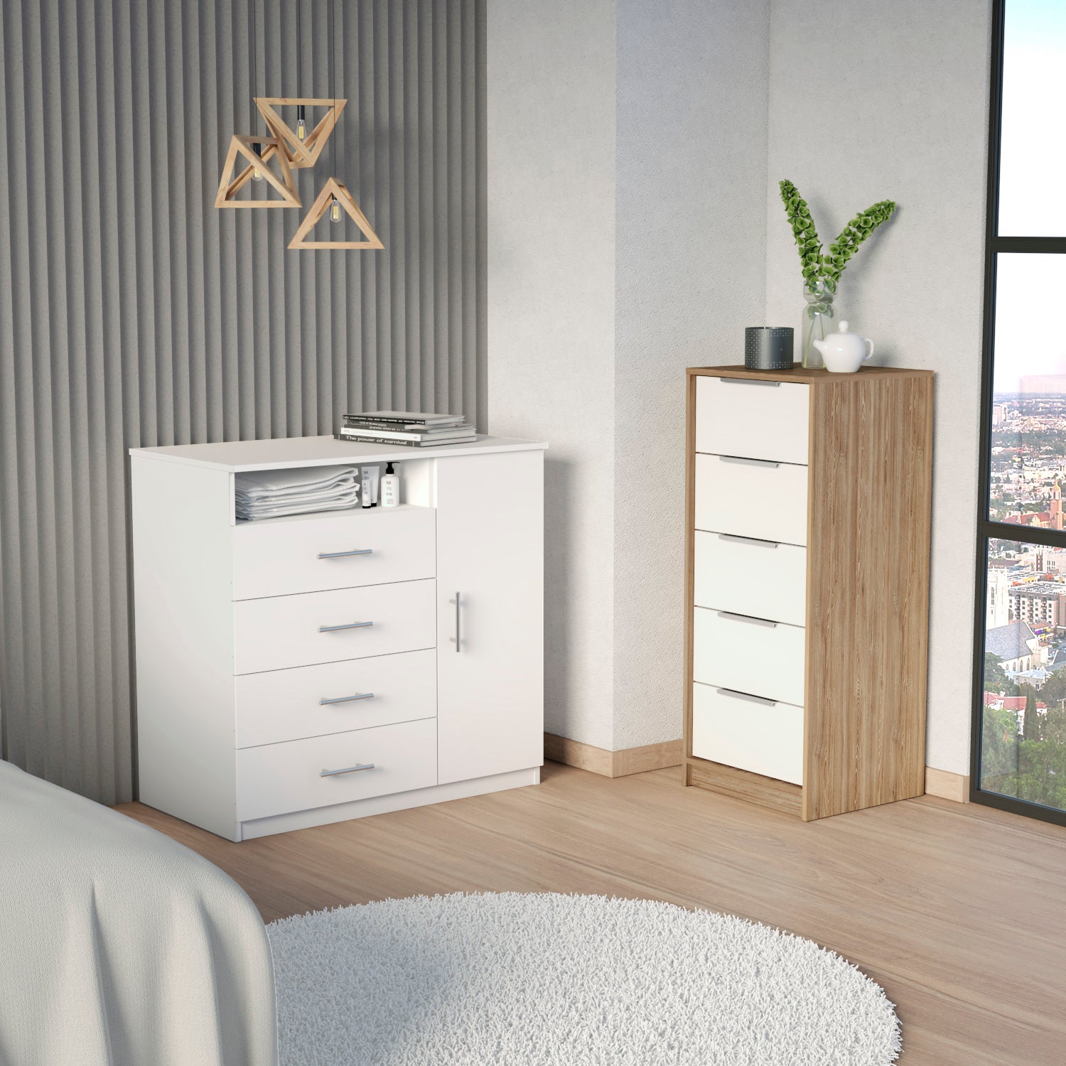 base bedroom peru drawer cabinet w35 + drawer cabinet w17- white / pin ...